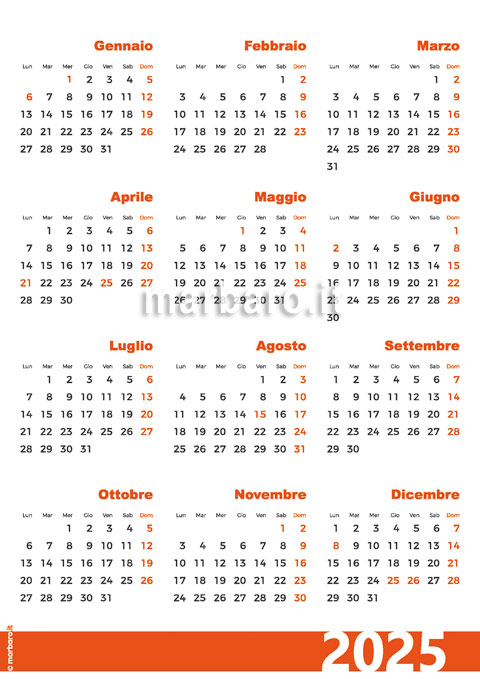 Calendario 2025 da stampare: scarica il PDF gratis Calendario 2025 da stampare: scarica il PDF gratis