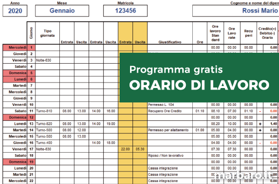 Programma orario di lavoro gratis: calcolare le ore di lavoro Programma orario di lavoro gratis: calcolare le ore di lavoro